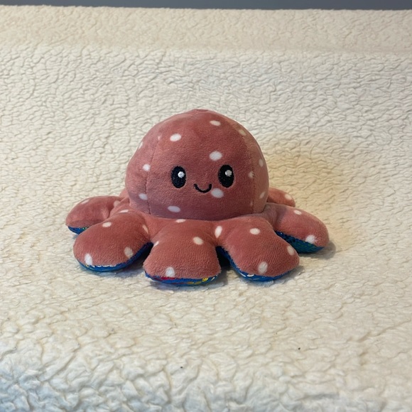 Toys | Reversible Octopus Plushie Happysad Face Pink Polka Dot Metallic ...